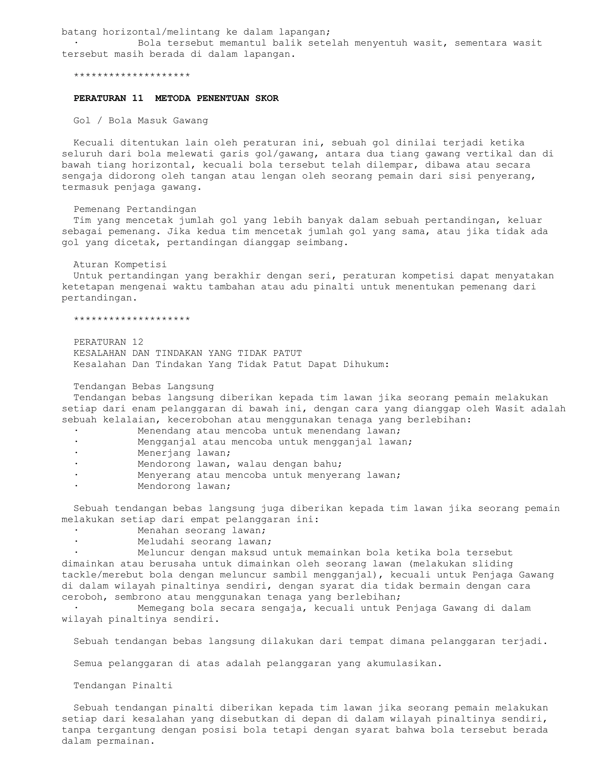 Peraturan permainan futsal | DOC