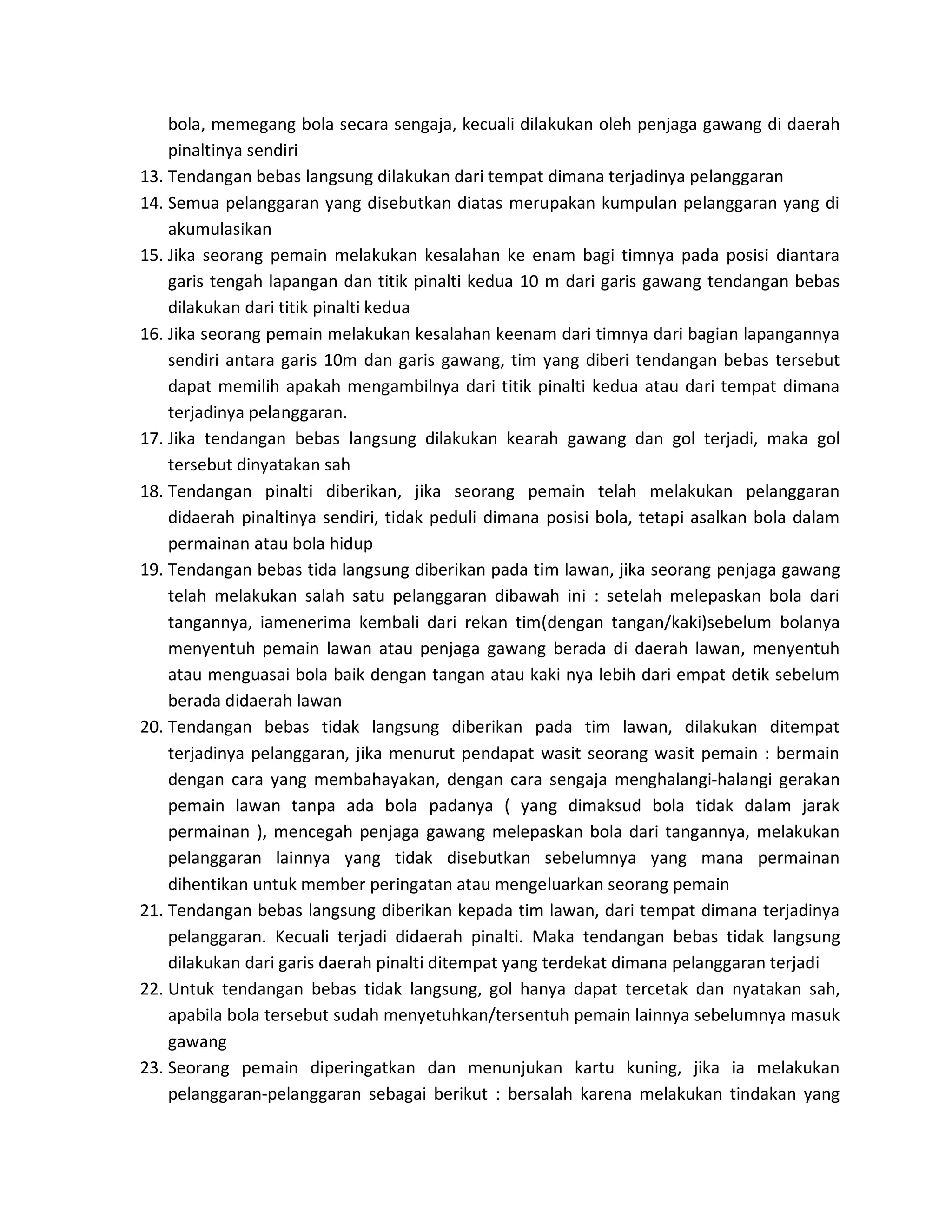 Peraturan permainan futsal fifa | PDF