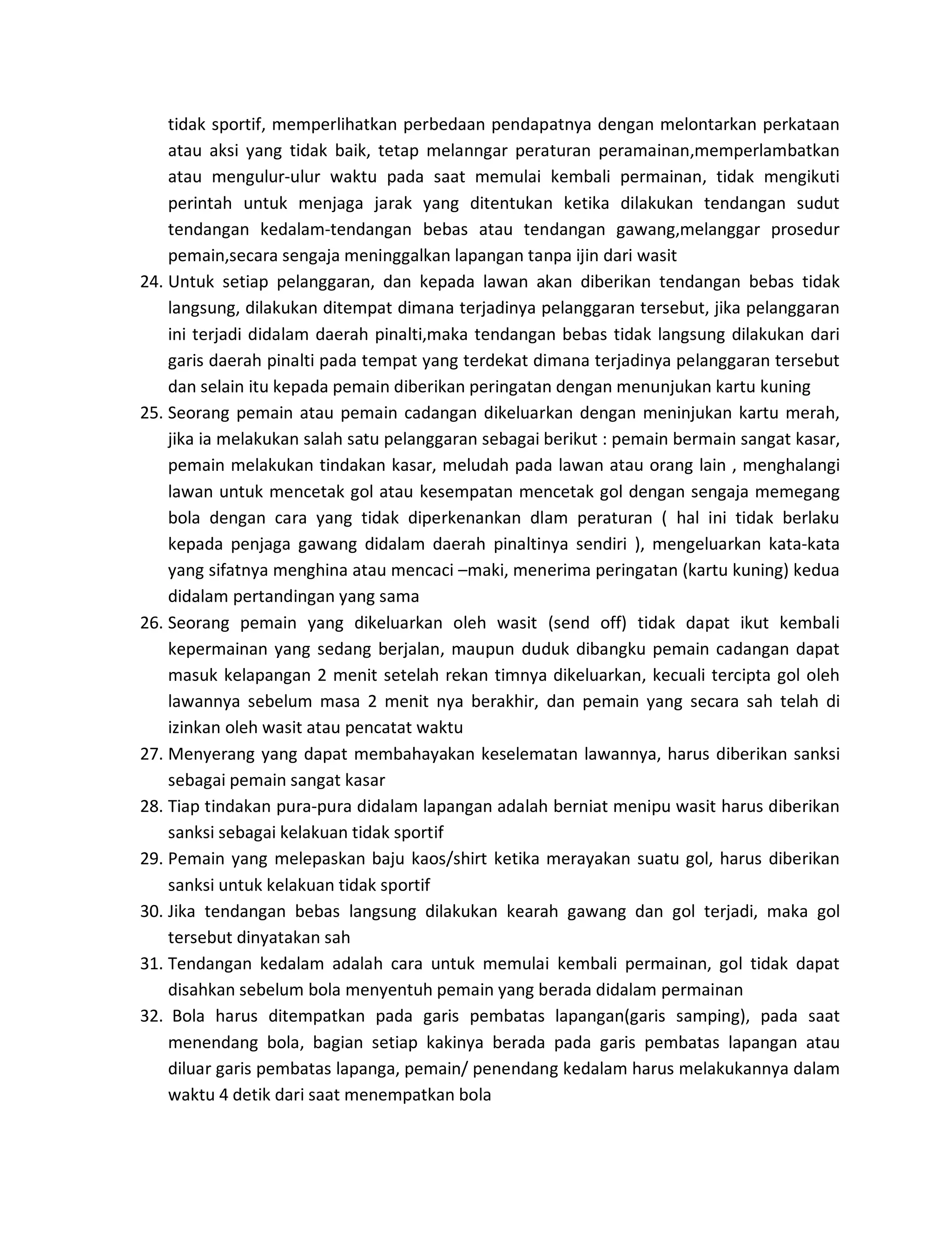 Peraturan permainan futsal fifa | PDF