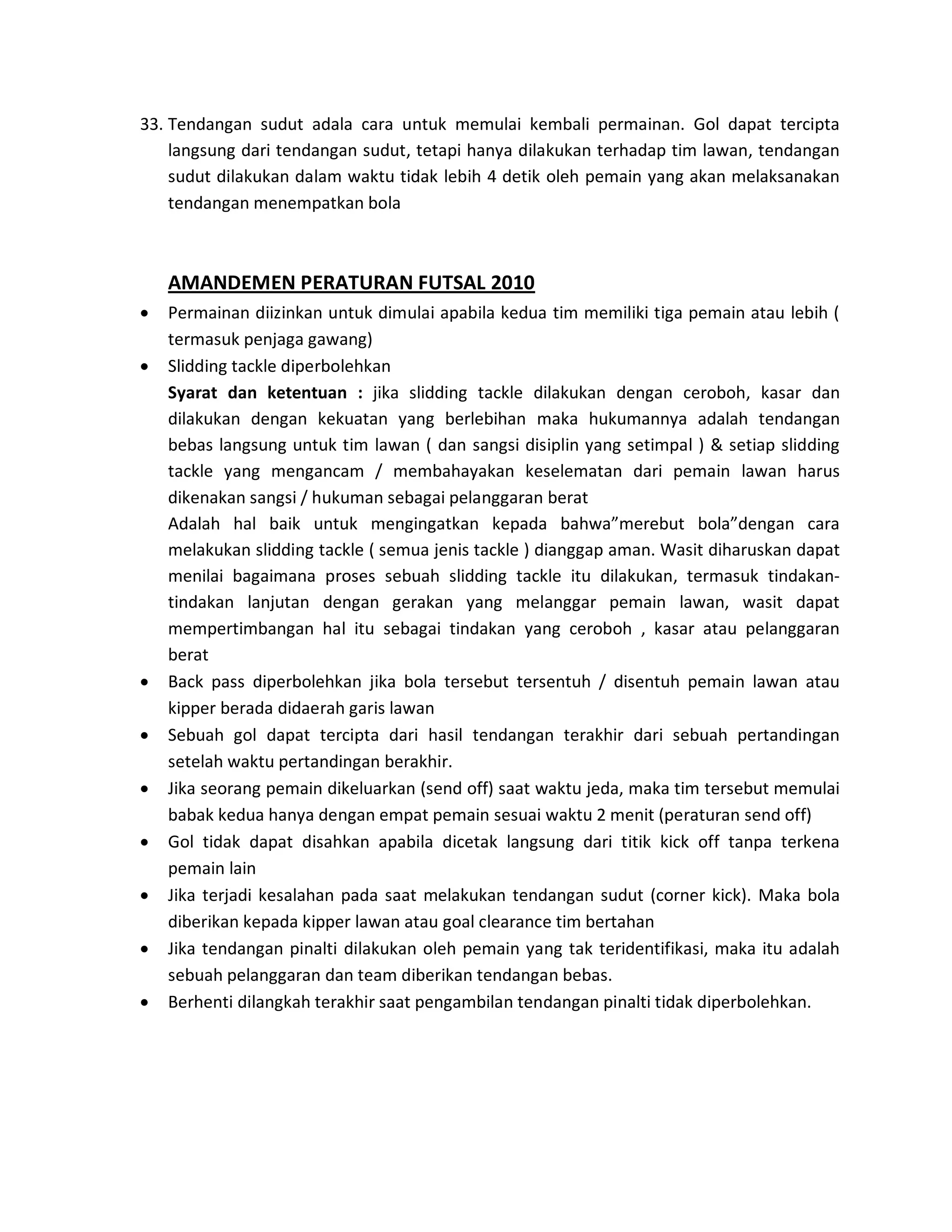 Peraturan permainan futsal fifa | PDF