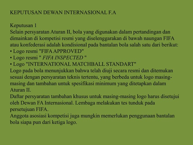 Peraturan permainan sepak bola | PPTX