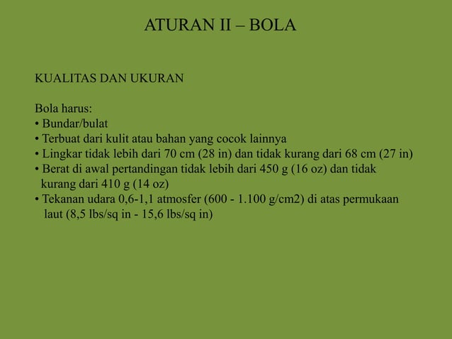 Peraturan permainan sepak bola | PPTX
