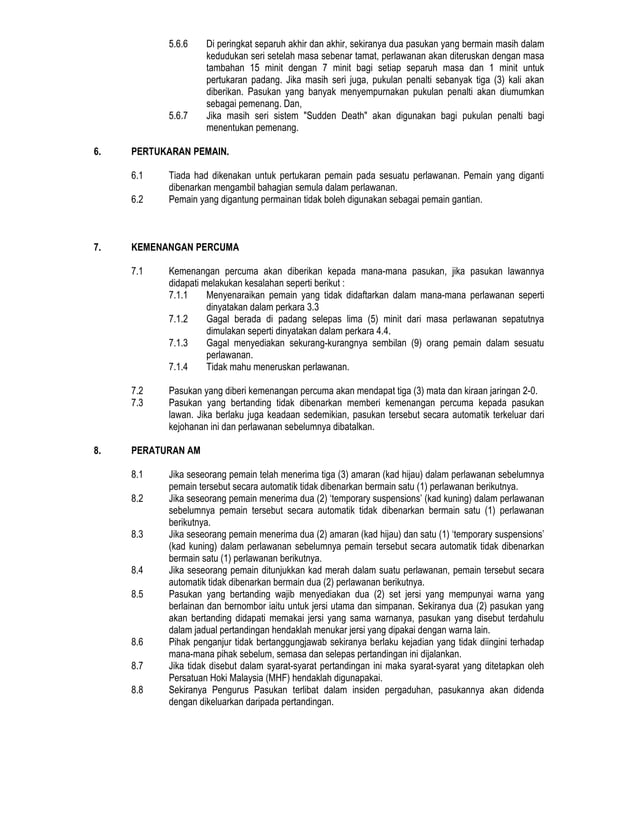 Peraturan Pertandingan Hoki | PDF