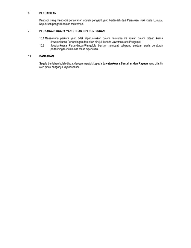 Peraturan Pertandingan Hoki | PDF