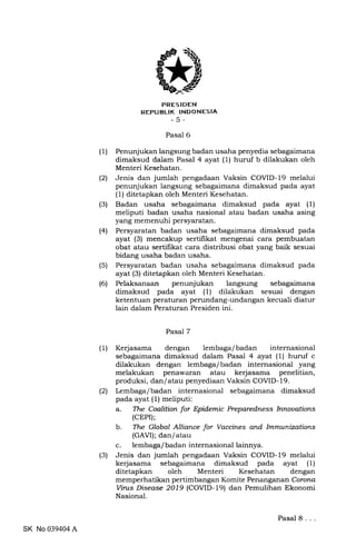 Peraturan Presiden Nomor 99 Tahun 2020 | PDF