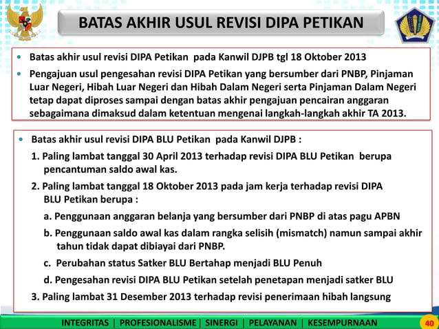 Peraturan revisi dipa 2013 | PPT