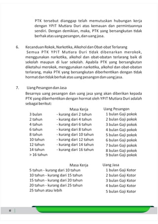 Peraturan YPIT Mutiara Duri | PDF