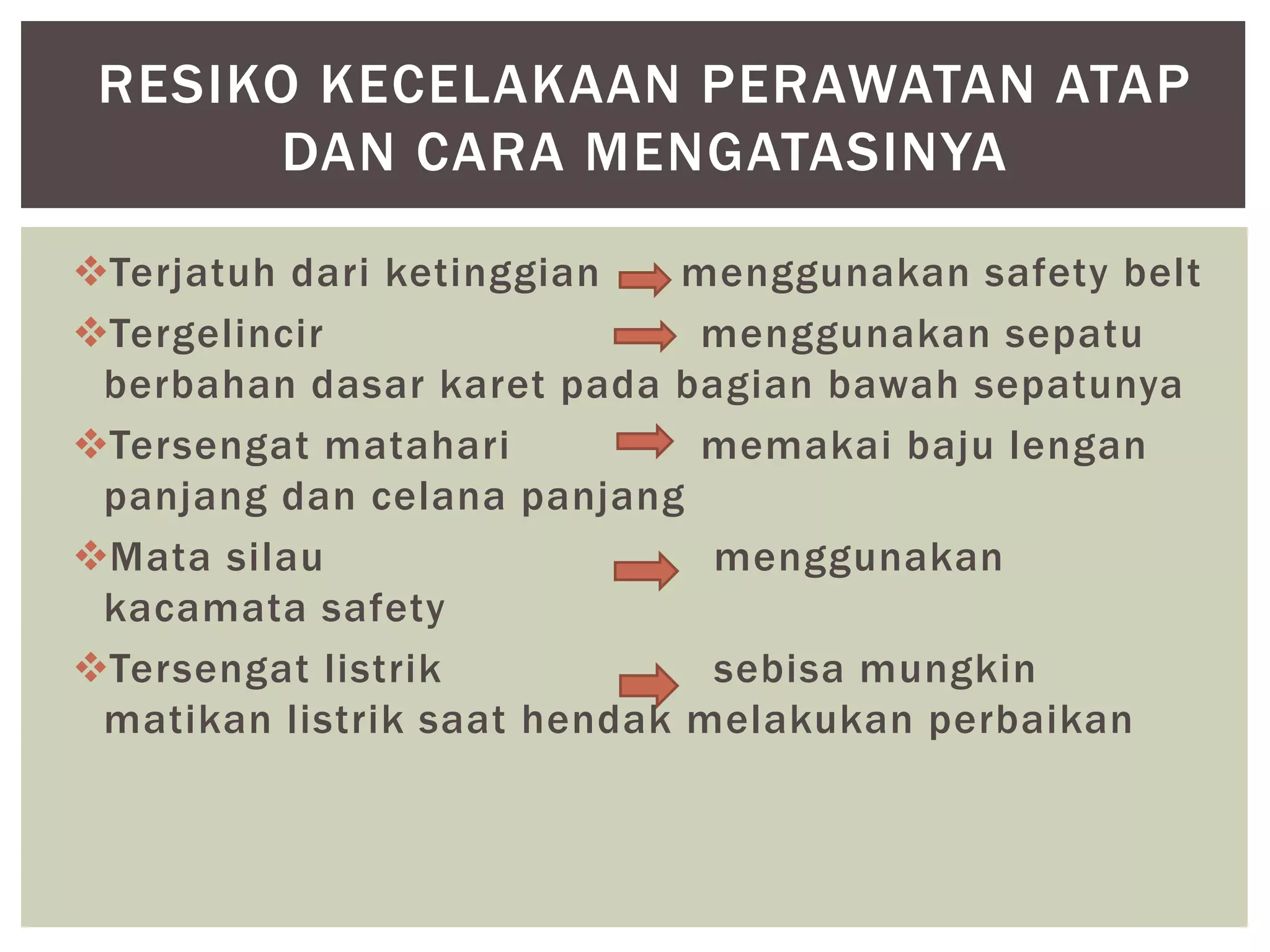 Perawatan dan perbaikan atap bangunan | PPTX