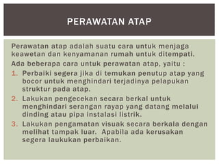 Perawatan dan perbaikan atap bangunan | PPTX