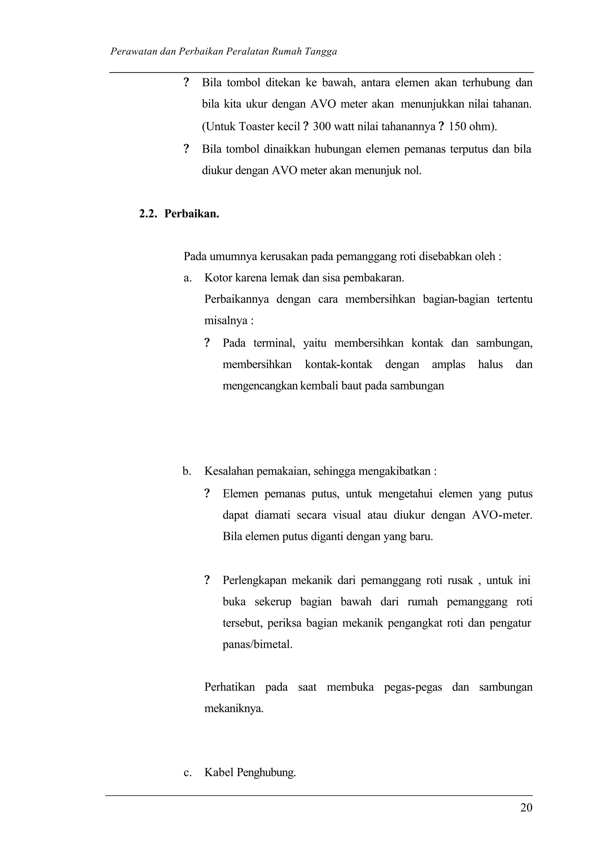 Perawatan dan perbaikan peralatan listrik rumah tangga | PDF
