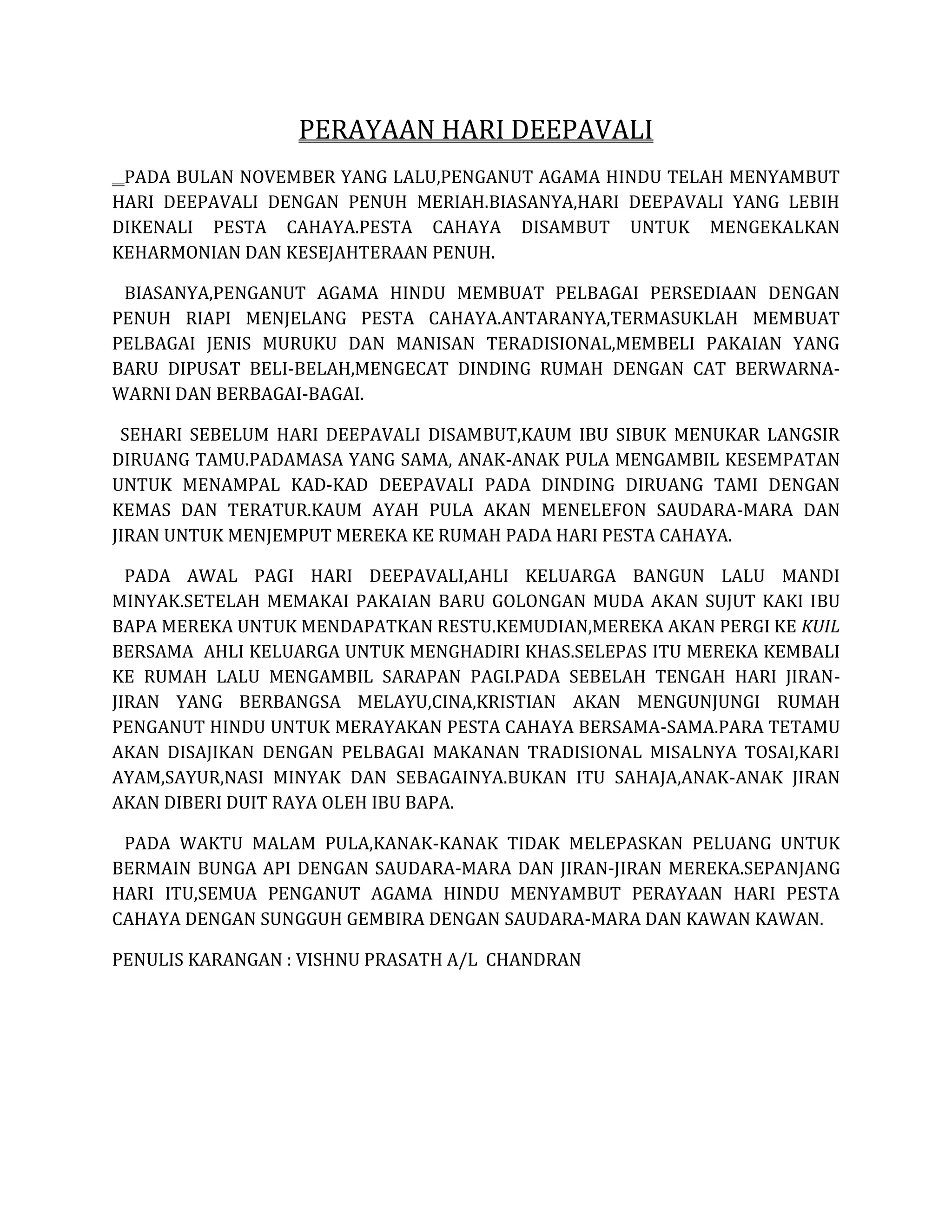 PERAYAAN HARI DEEPAVALI | DOCX