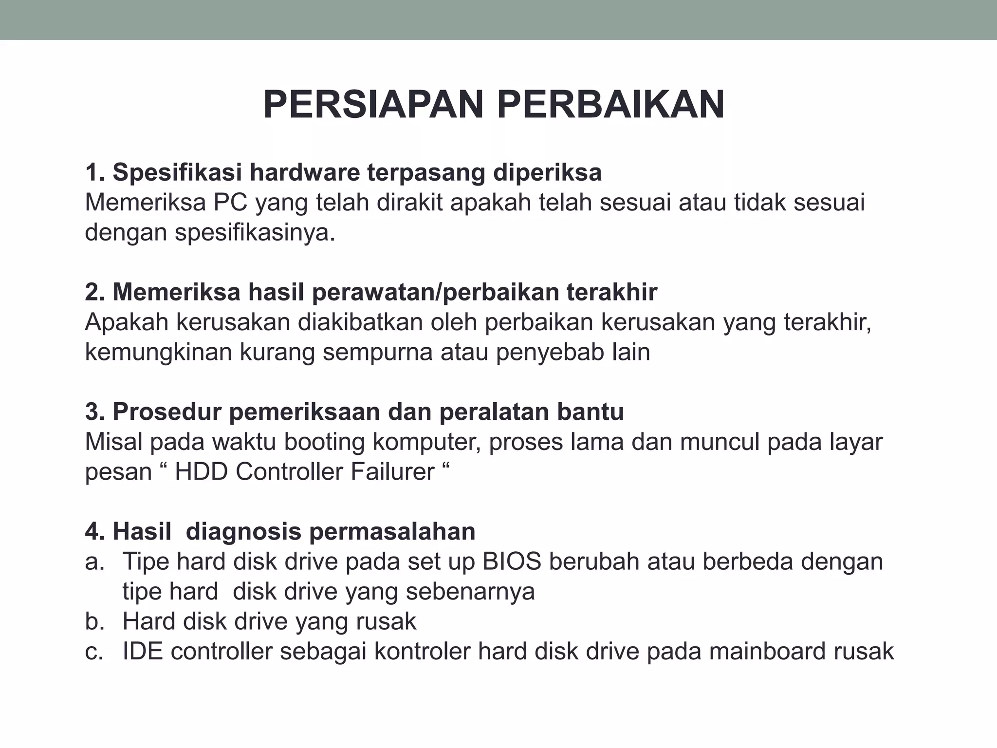 Perbaikan dan atau setting ulang sistem pc | PPTX