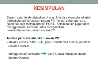 Perbaikan dan atau setting ulang sistem pc | PPTX