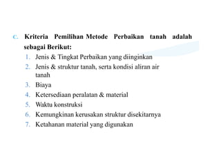 Perbaikan tanah di Indonesia SEBAGAI METODE PERBAIKAN | PPTX