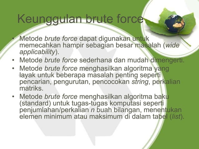 Perbandingan algoritma brute force , divide and conquer | PPTX