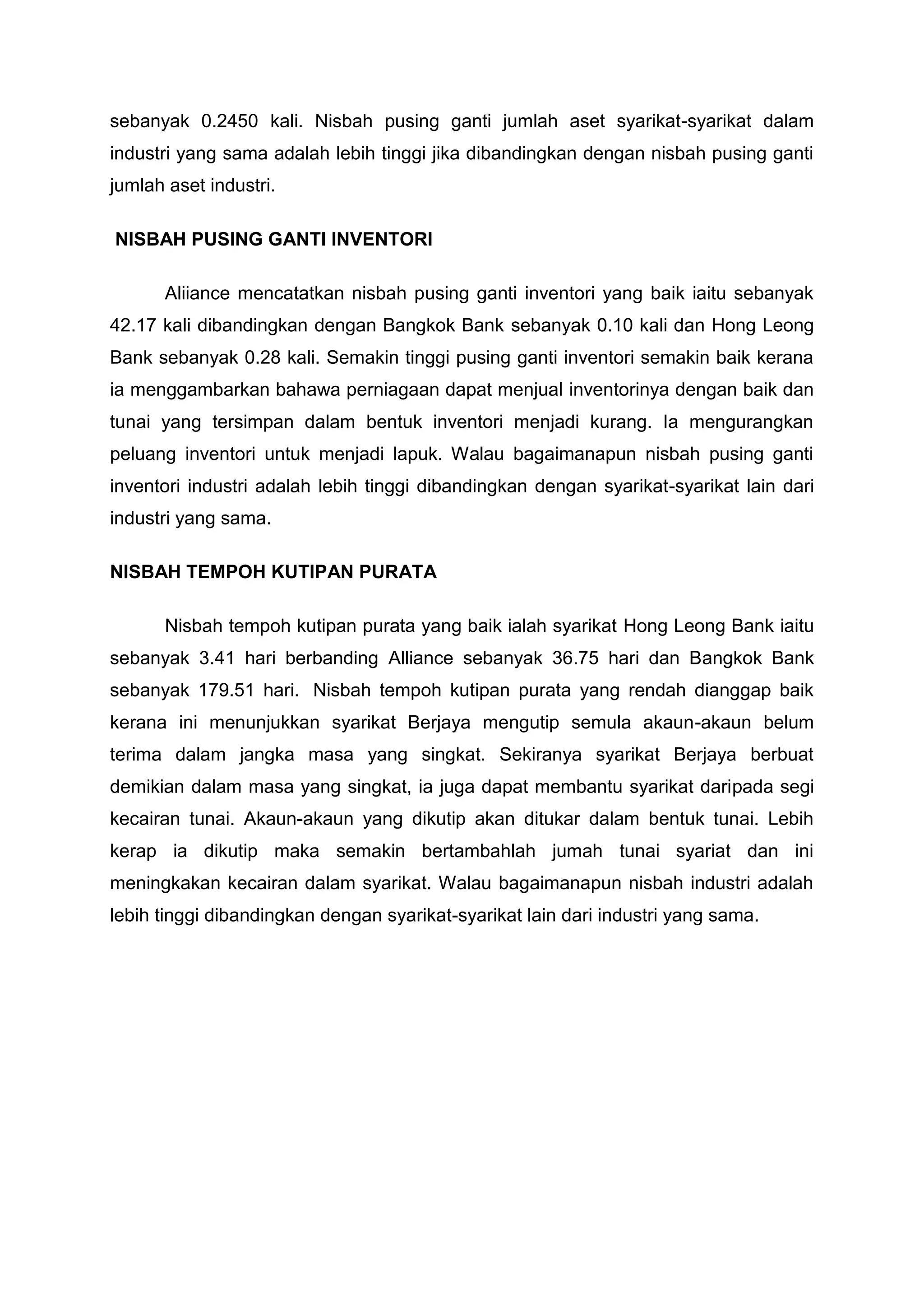 Perbandingan analisis penyata kewangan antara syarikat | DOCX