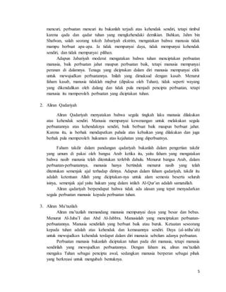 Perbandingan antara aliran perbuatan tuhan dan perbuatan manusia | DOCX