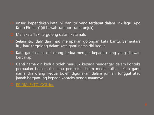 Perbandingan antara dialek negeri sembilan dengan bahasa melayu | PPTX