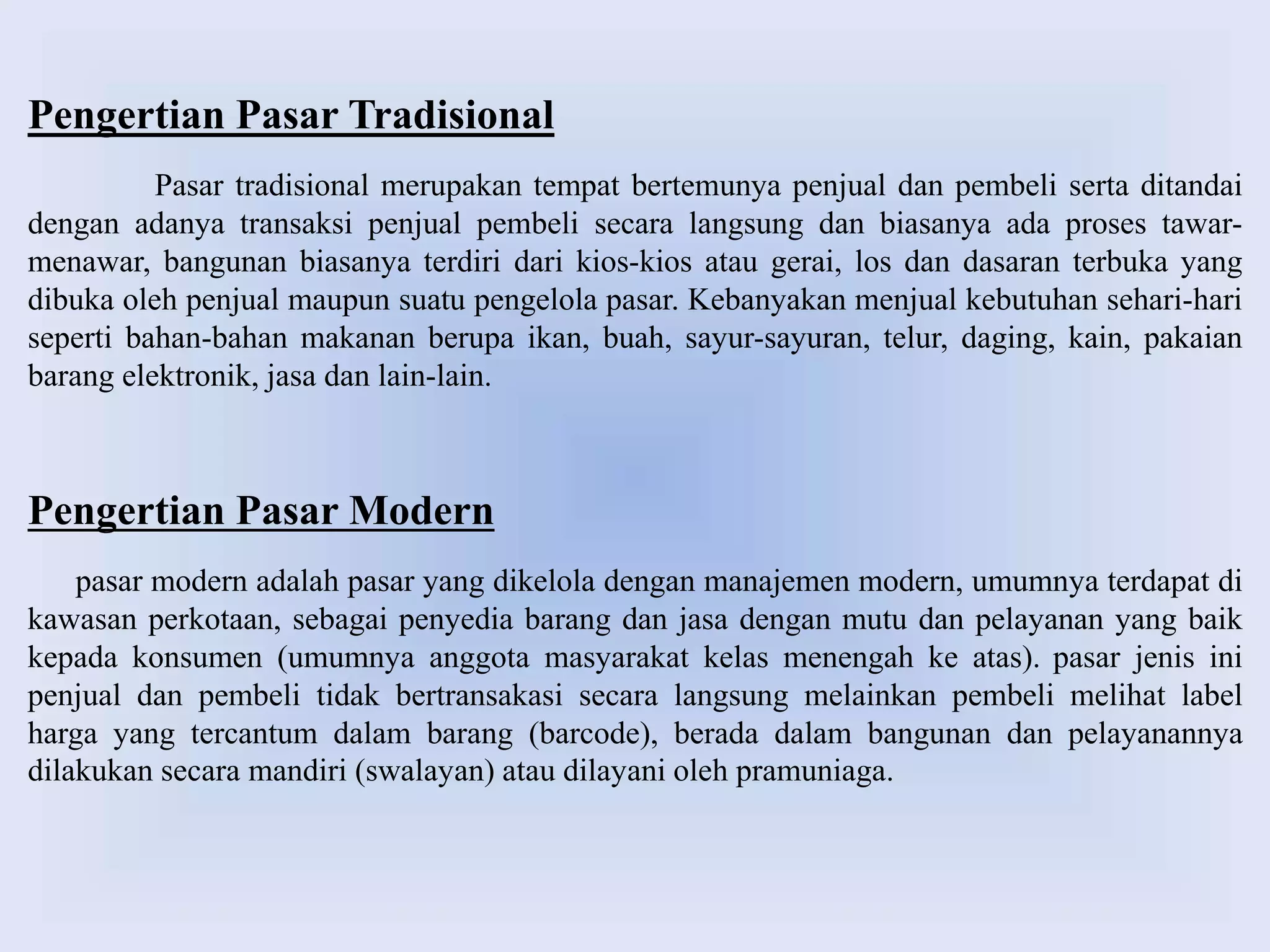 Perbandingan antara pasar_moderen_dengan tradisional | PPTX