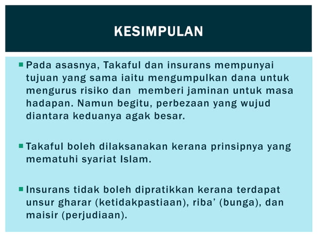 Perbandingan antara takaful dan insurans | PPT