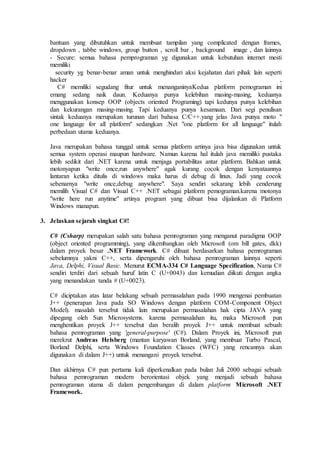 Perbandingan bahasa C dan java serta sejarah singkat | DOCX