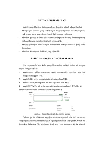 Perbandingan beberapa algoritma hash kriptografik dalam bahasa java | DOC