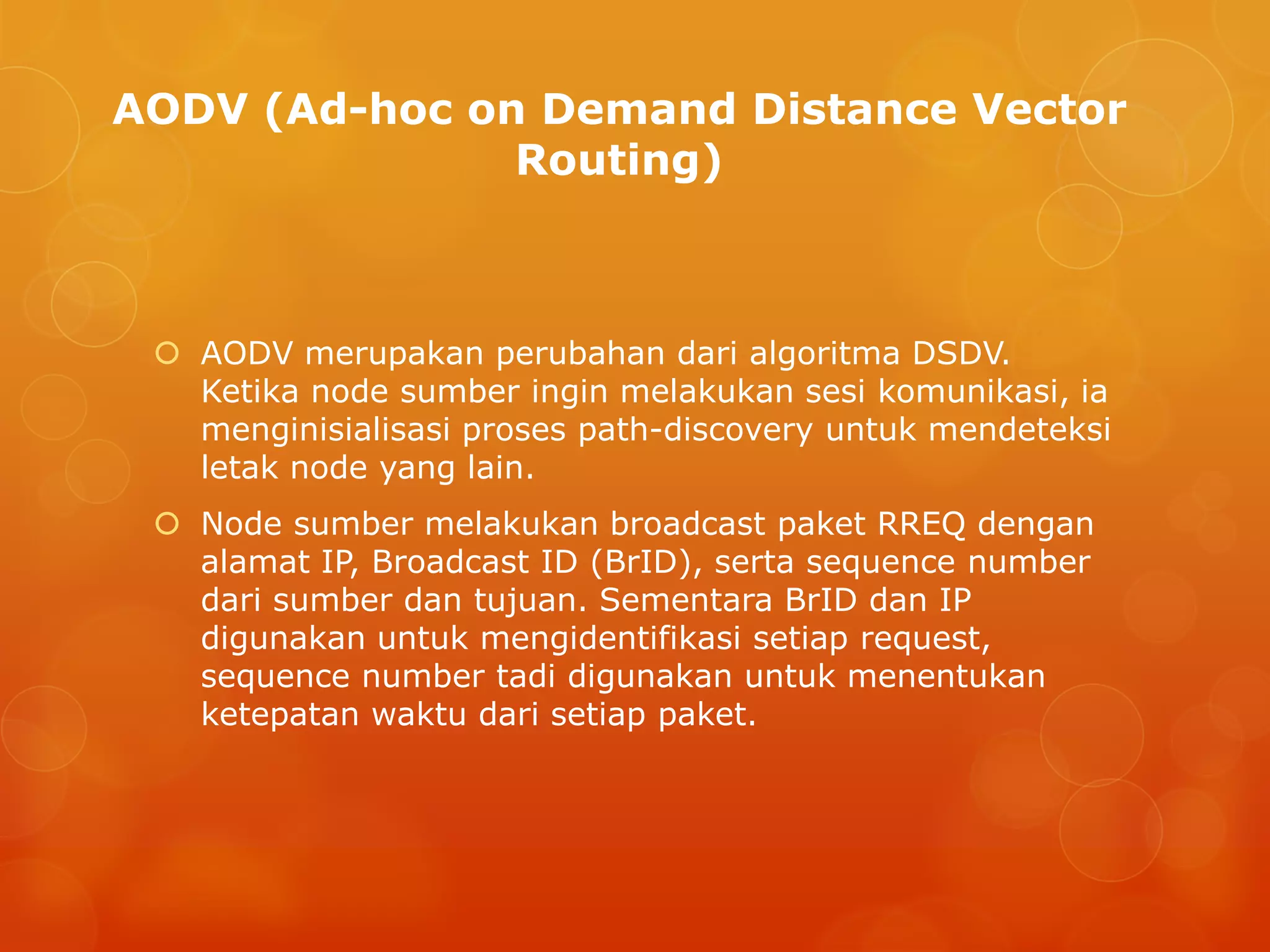 Perbandingan dan analisis performa dsr, aodv | PPTX