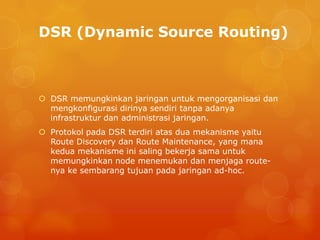 Perbandingan dan analisis performa dsr, aodv | PPTX