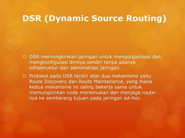 Perbandingan dan analisis performa dsr, aodv | PPTX