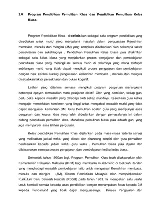 Perbandingan di antara kelas pendidikan pemulihan khas | DOCX