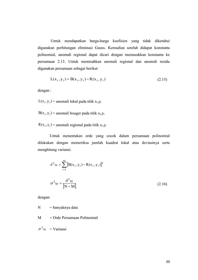 Perbandingan filtering trend surface analysis dan moving average dalam penentuan anomali residu ...