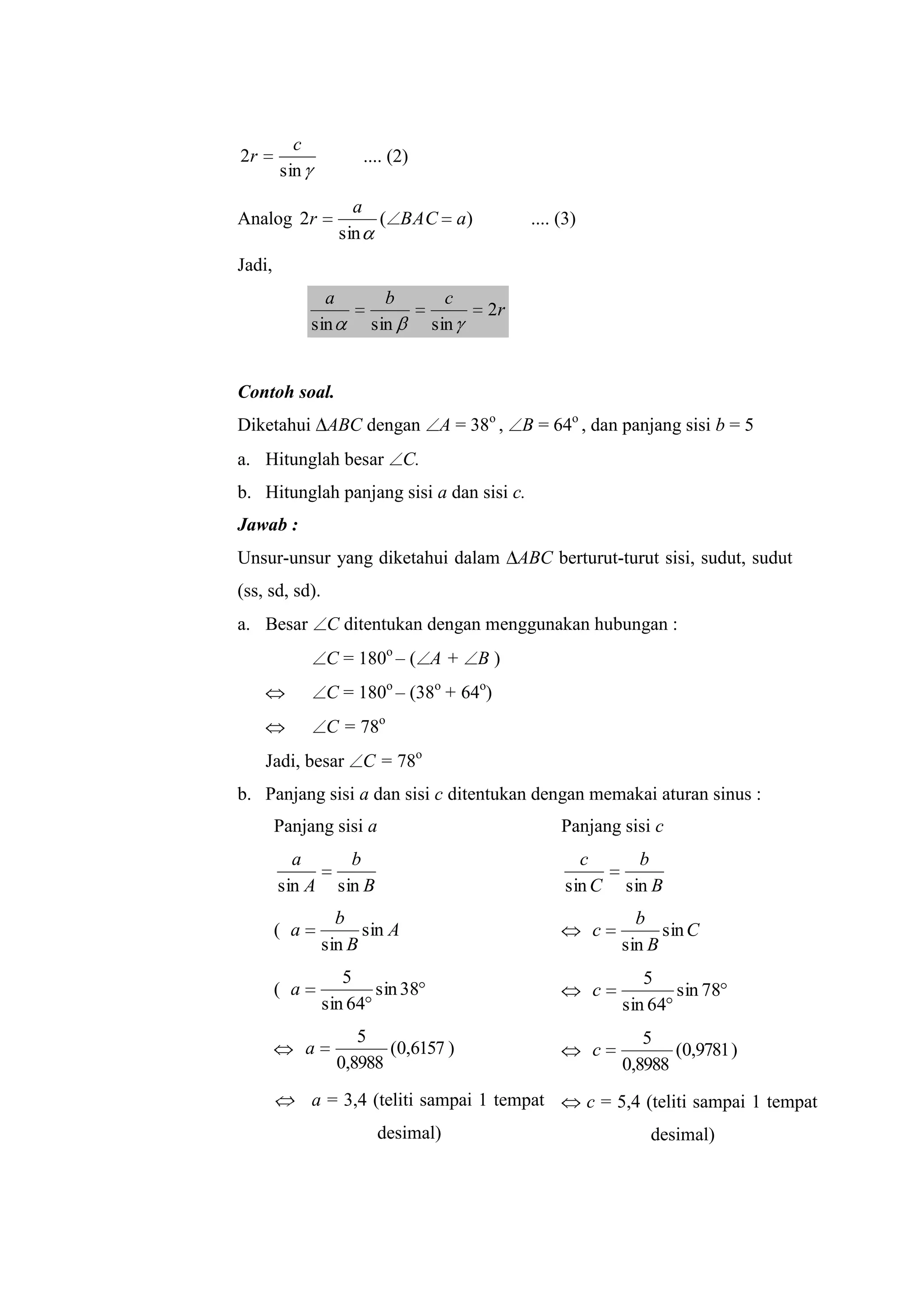 Perbandingan, fungsi, persamaan dan identitas trigonometri | PDF