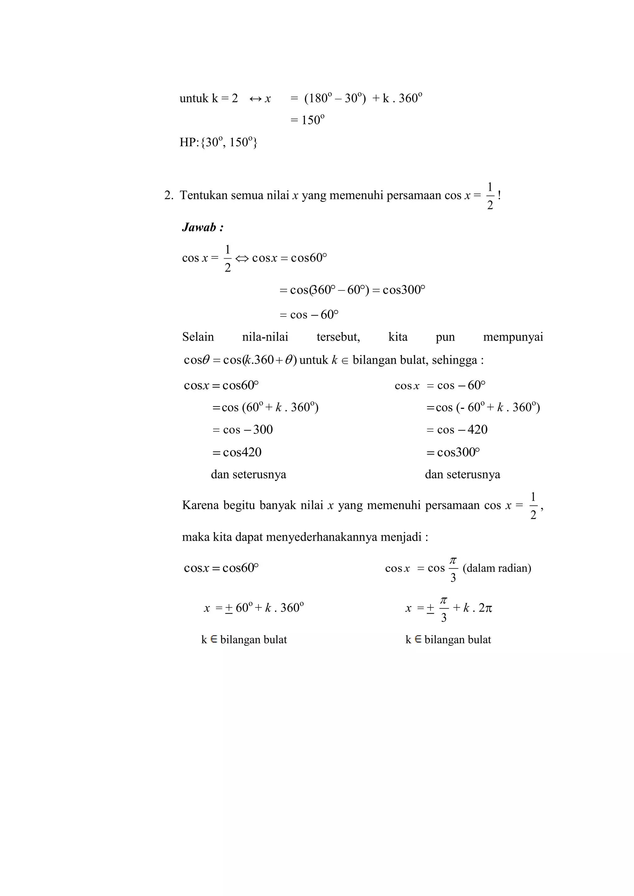 Perbandingan, fungsi, persamaan dan identitas trigonometri | PDF