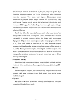 Pengaruh Kerapatan Tanaman terhadap Jumlah Hasil Produksi Padi (Oryza sativa L.) pada Berbagai ...