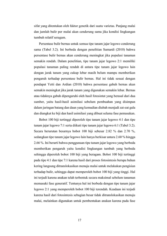 Pengaruh Kerapatan Tanaman terhadap Jumlah Hasil Produksi Padi (Oryza sativa L.) pada Berbagai ...