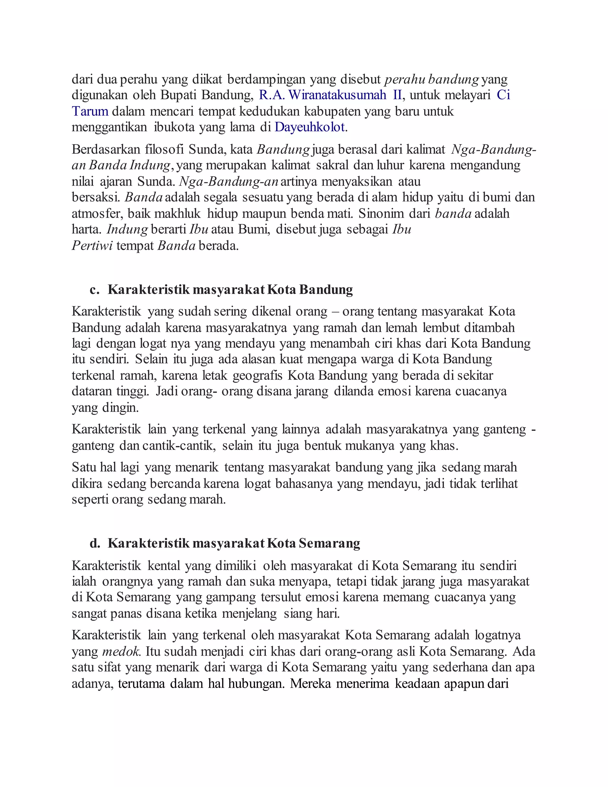Perbandingan karaktersitik dan budaya antara kota semarang dan bandung ...