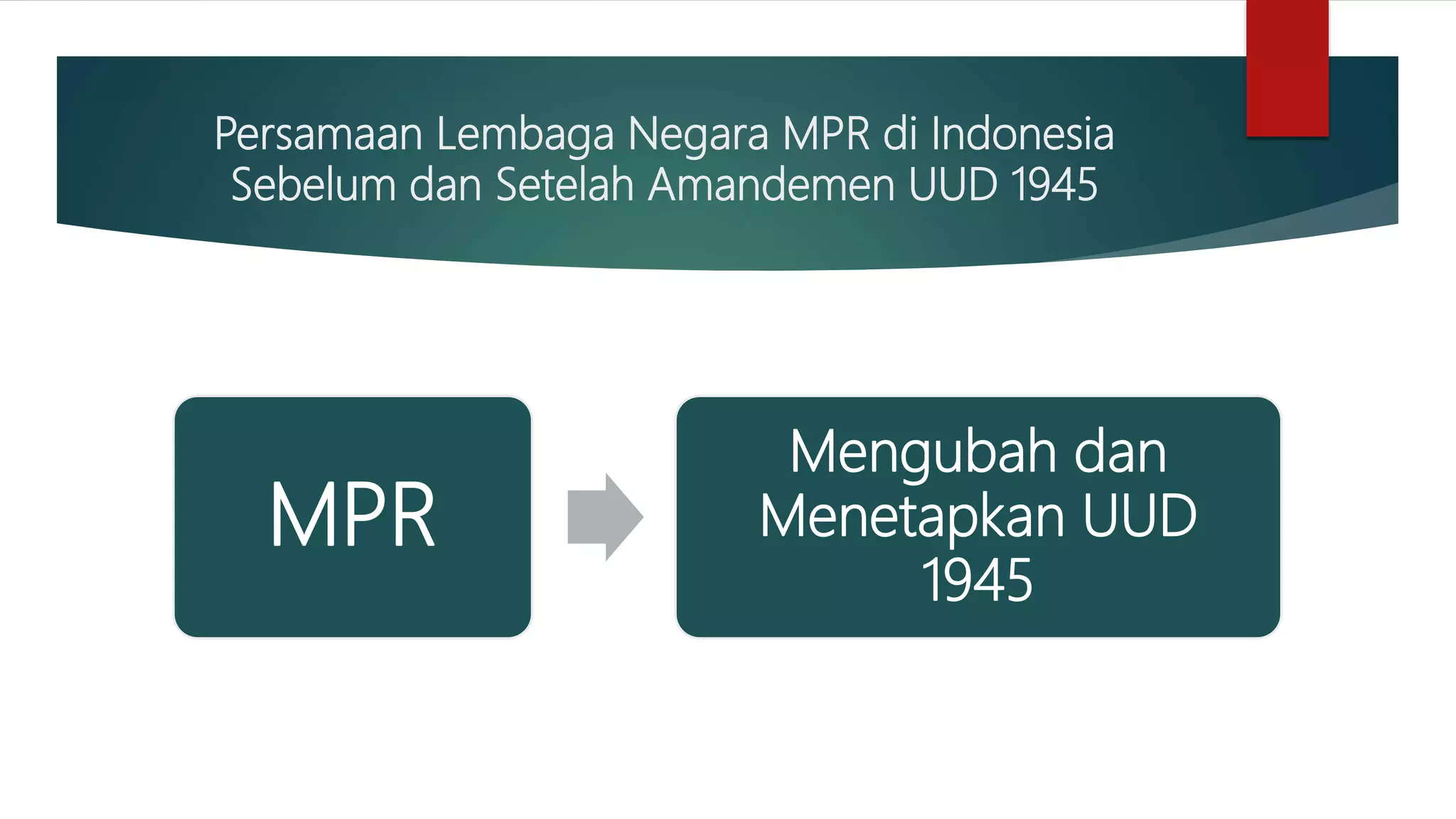 Perbandingan lembaga negara mpr sebelum dan sesudah amandemen uud 1945 | PPTX