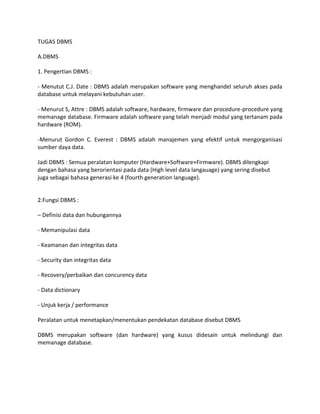 Perbandingan macam macam dbms | PDF