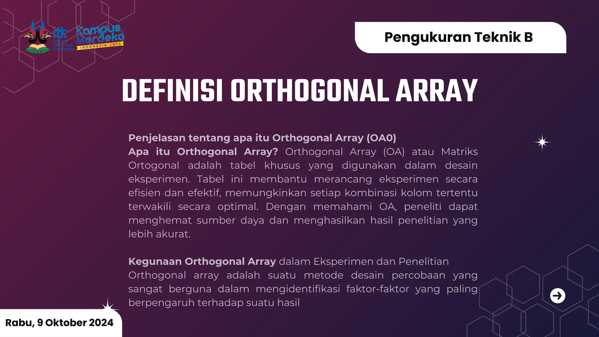 Materi Perbandingan Orthogonal Array Dengan Sampling | PDF