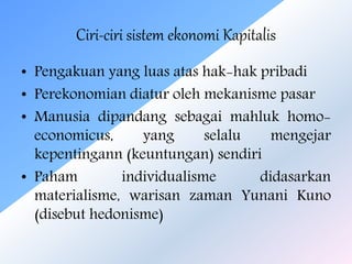 Perbandingan sistem ekonomi islam, kapitalis dan sosialis. | PPTX