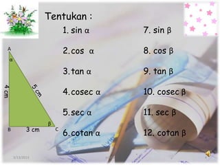 Perbandingan trigonometri segitiga siku siku | PPTX