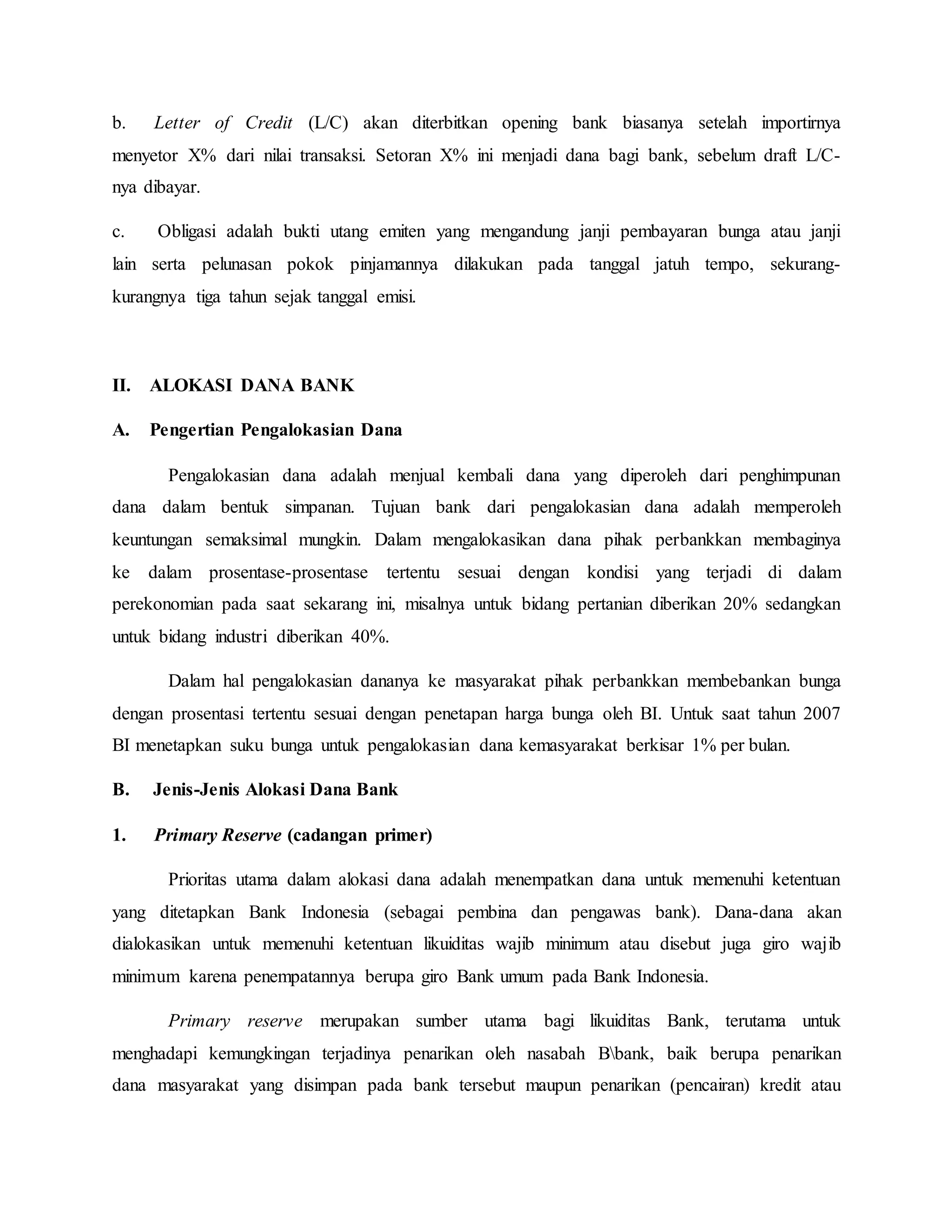 Sumber Dana dan Alokasi Dana Bank | DOCX