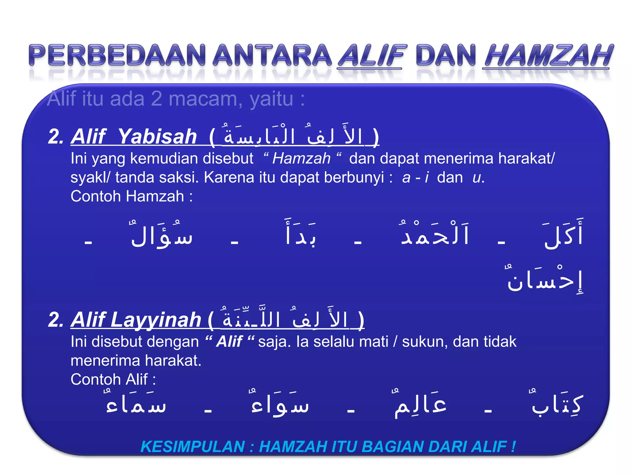 Perbedaan alif dan hamzah | PPT