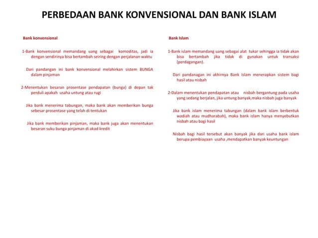 Perbedaan bank konvensional dan bank islam | PPT