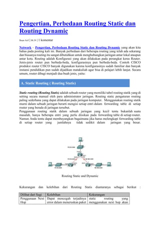 Perbedaan dynamik dan statik routing | DOCX