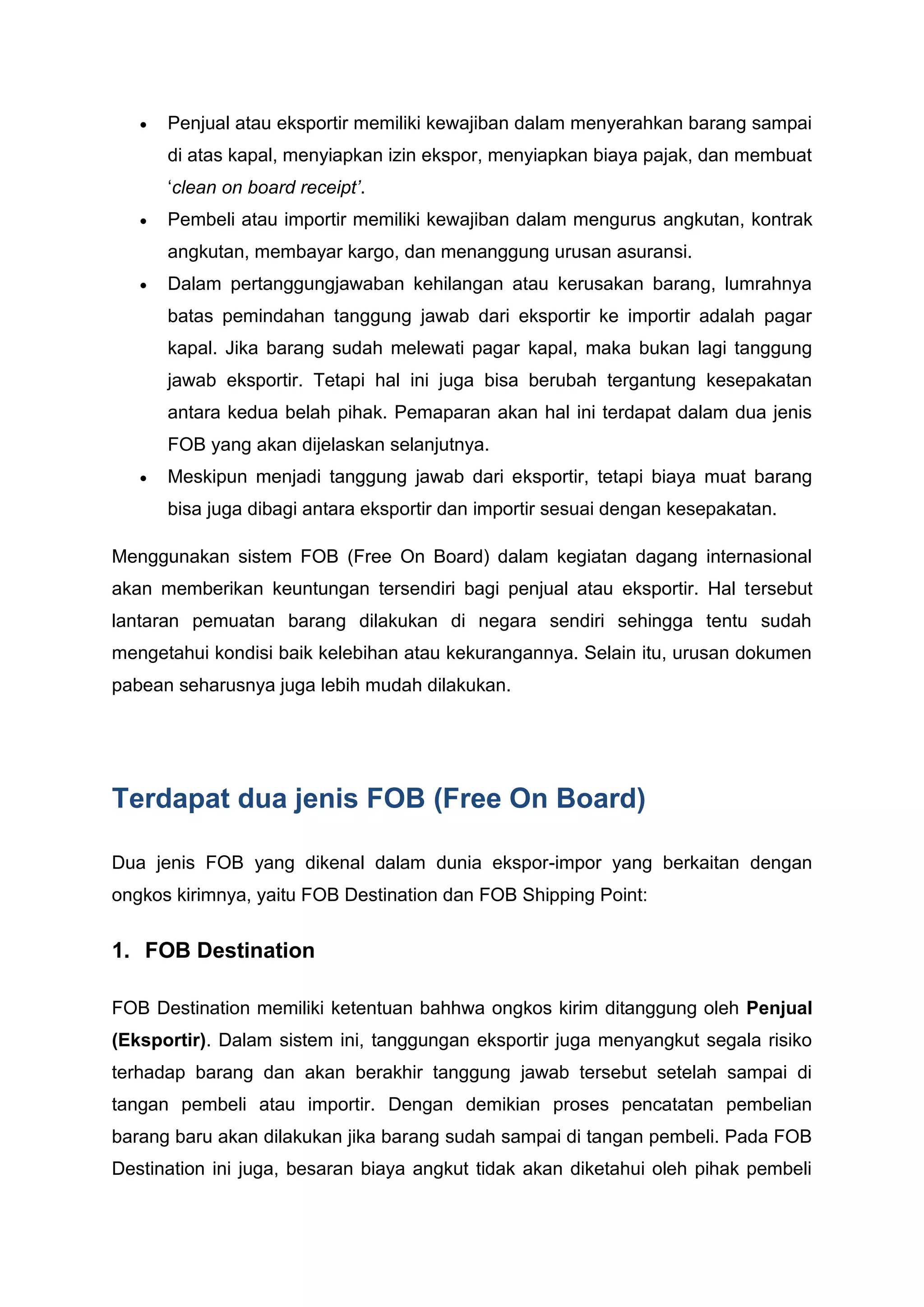 PERBEDAAN FOB (FREE ON BOARD) & CIF (COST, INSURANCE AND FREIGHT) | PDF