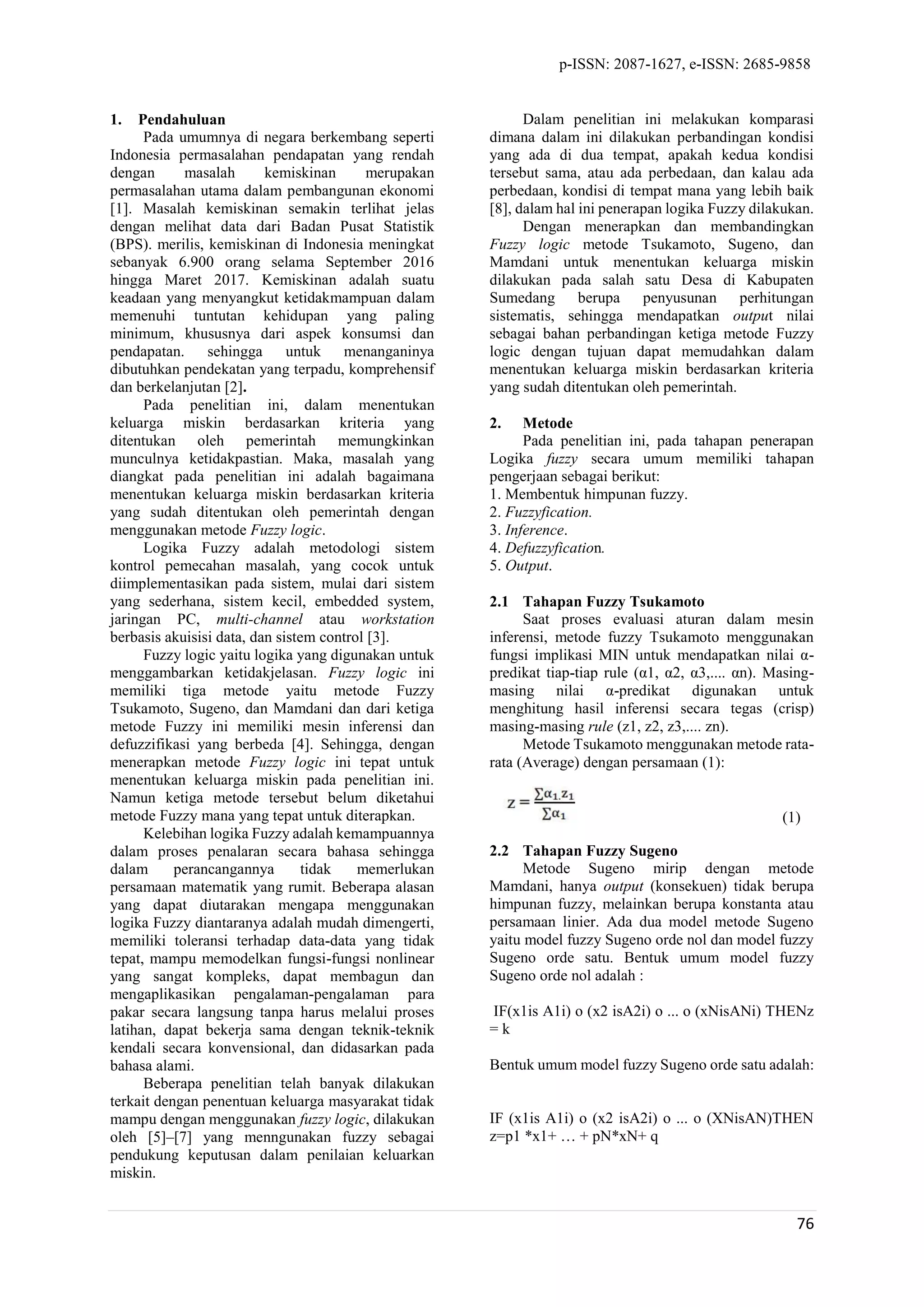 Perbedaan fuzzy logic, tsukamoto, sugeno | PDF