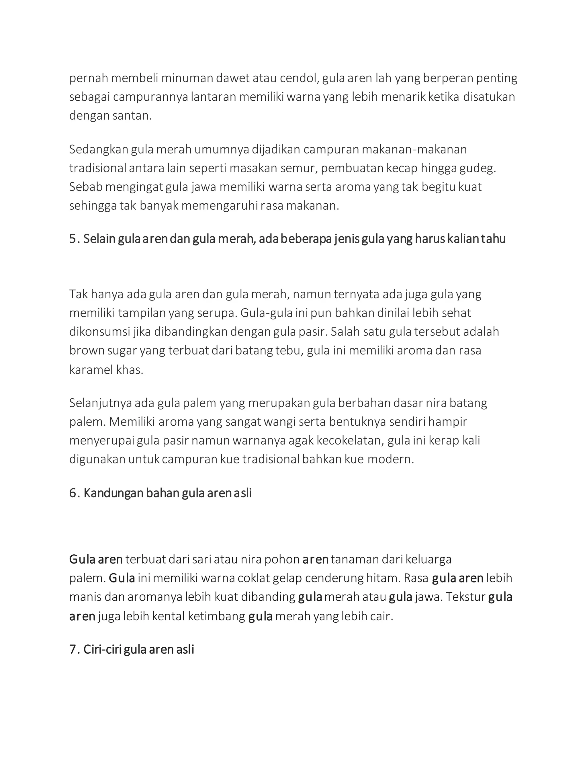 Perbedaan gula aren dengan gula merah | DOCX