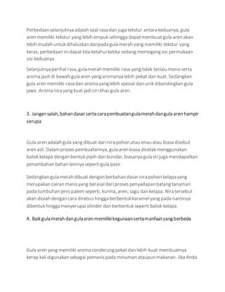 Perbedaan gula aren dengan gula merah | DOCX