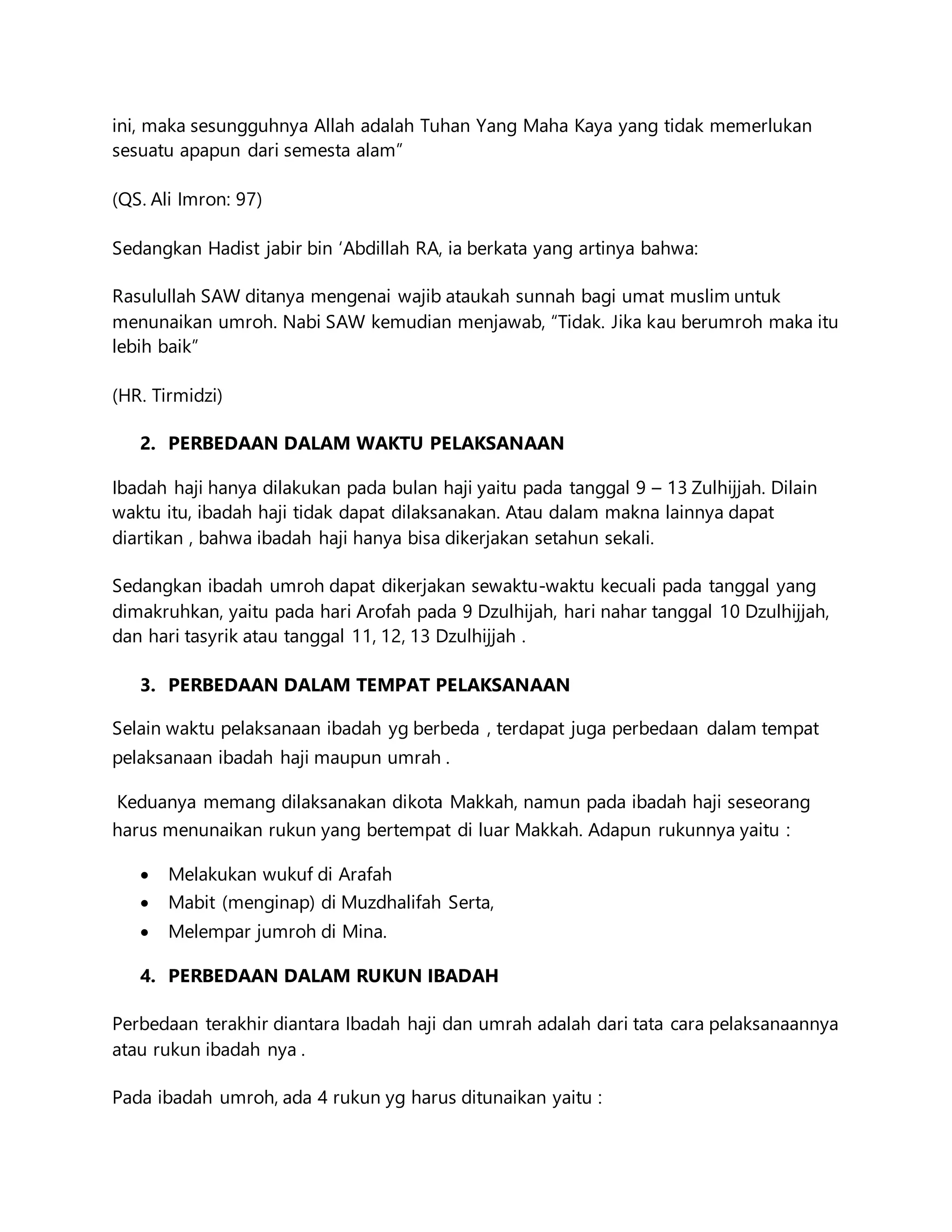 Perbedaan haji dan umrah | PDF